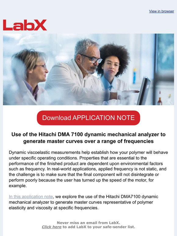 LabX: Hitachi DMA 7100 dynamic mechanical analyzer to generate master ...