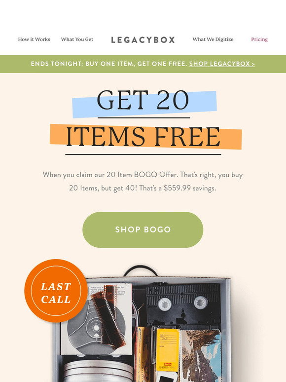Legacybox: HOURS LEFT double your digitized items for FREE | Milled