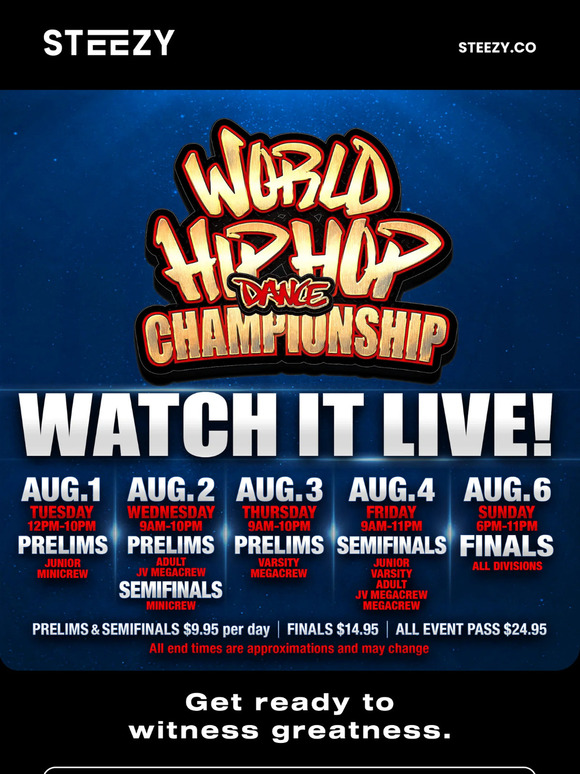 STEEZY: Livestream the World Hip Hop Dance Championship! | Milled