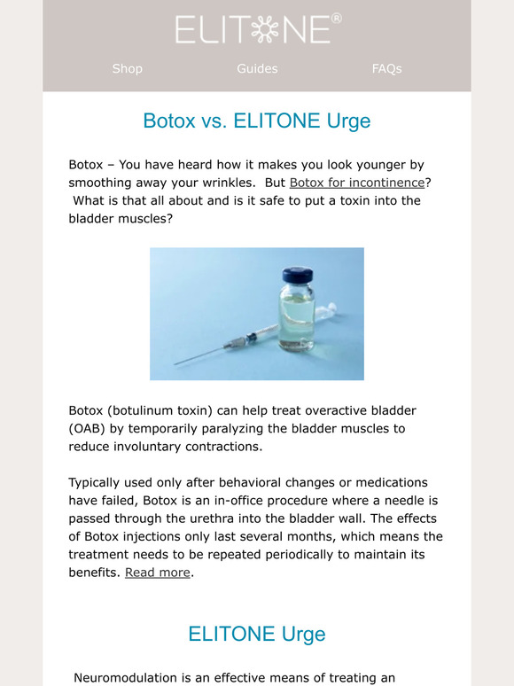 Elitone: Bladder Botox 💉vs. ELITONE URGE for Incontinence | Milled