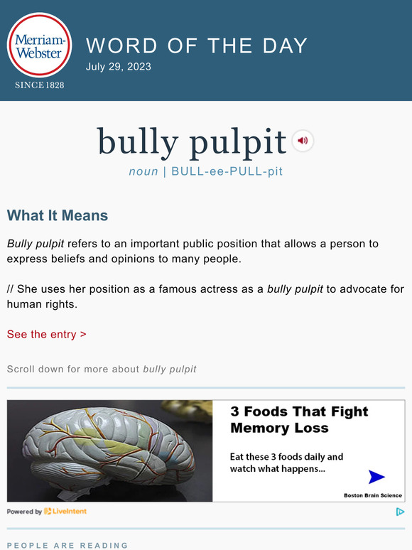 Spell It!: Bully pulpit - plus, The Words of the Week - July 28 | Milled