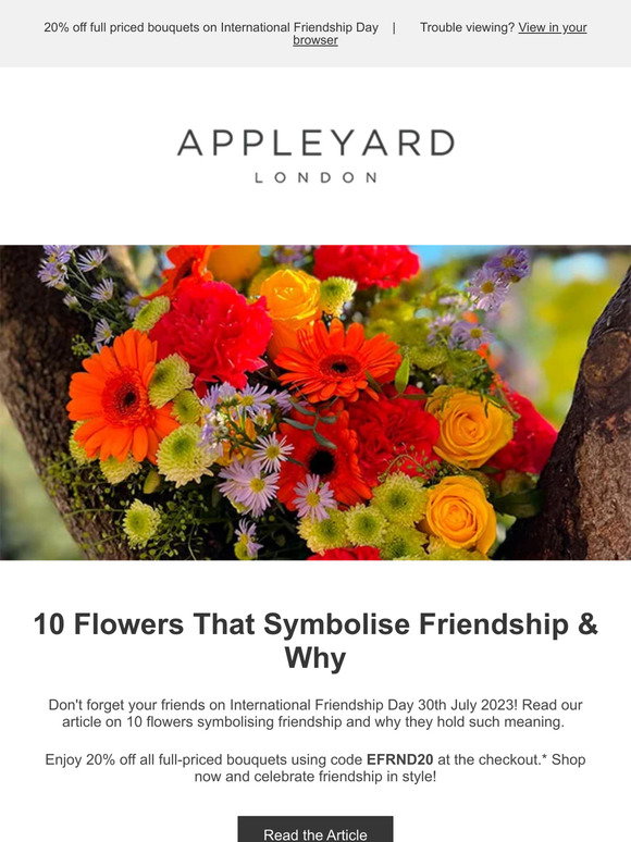 Appleyard Flowers: 10 Flowers that Symbolise Friendship & Why | Milled