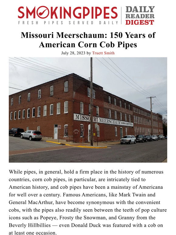 Smokingpipes: Missouri Meerschaum: 150 Years of American Corn Cob Pipes ...