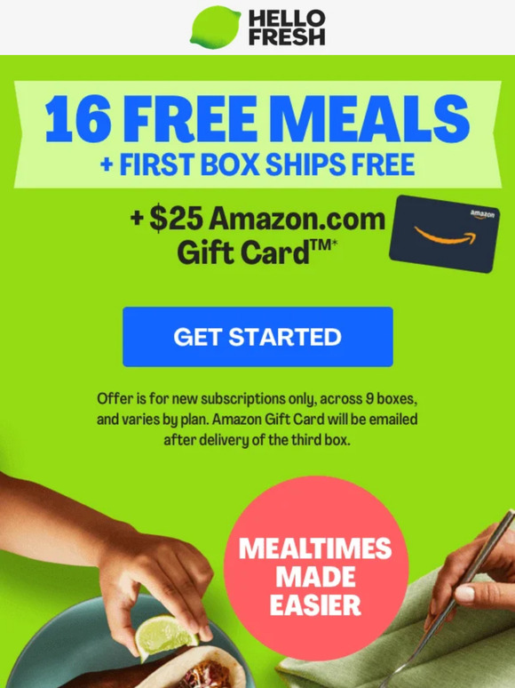 HelloFresh: Simplify mealtime w/ HelloFresh + $25 Amazon.com Gift Card ...