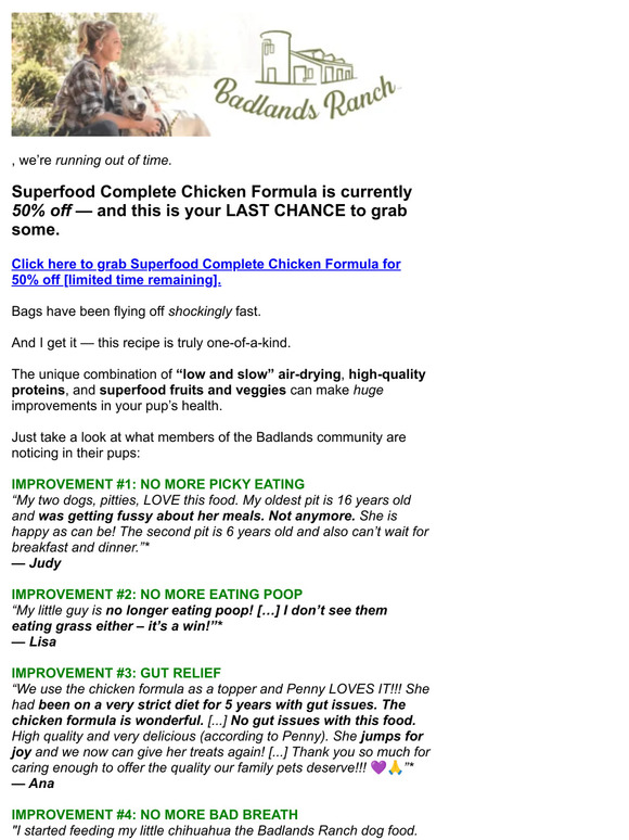 Badlands Ranch: Last call for Superfood Complete Chicken Formula | Milled