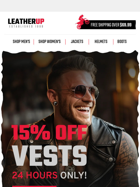 LeatherUp: Motorcycle Vests FLASH Sale! 15% OFF 💣 | Milled