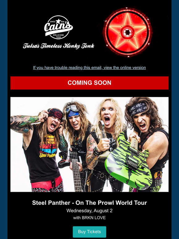 Cain's Ballroom: Steel Panther on Wednesday! Shrek themed Rave on ...