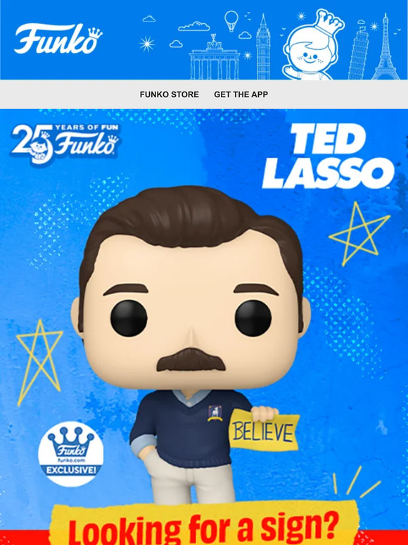 Funko: New Exclusive: Ted Lasso with “Believe” sign | Milled