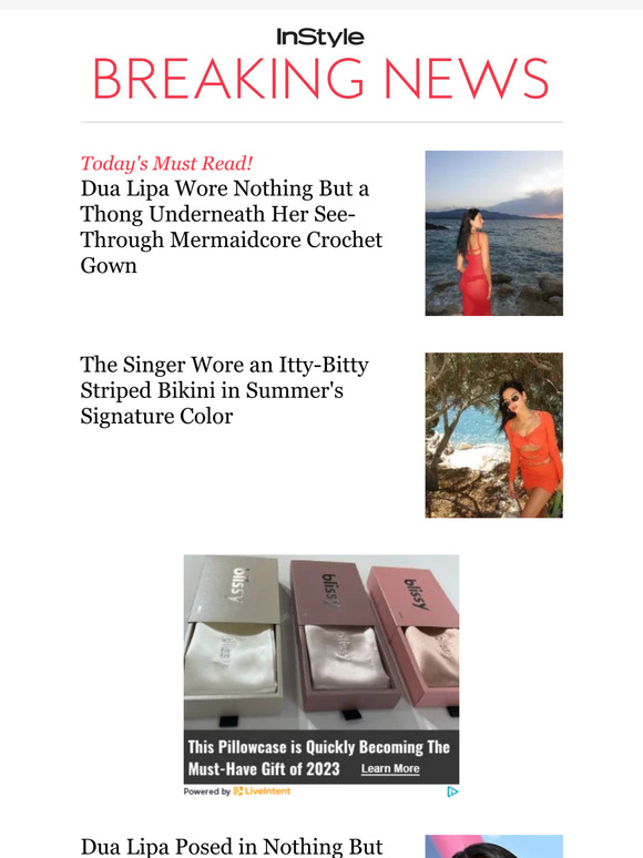 InStyle: Dua Lipa wore nothing but a thong underneath a see-through ...