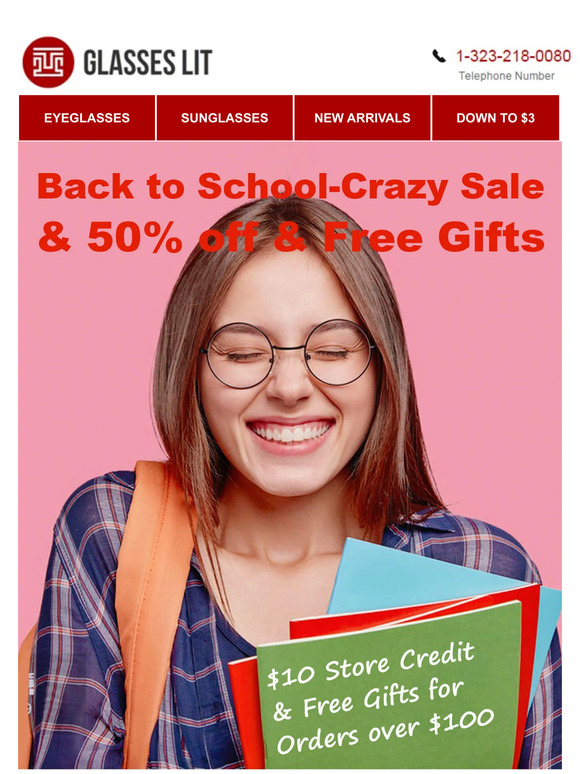 Glasseslit: Back to School-Crazy Sale & 50% off & Free Gifts ! | Milled