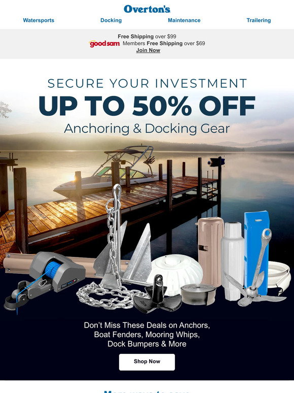Overton's: Secure Your Savings - Up to 50% off Anchoring & Docking Gear ...