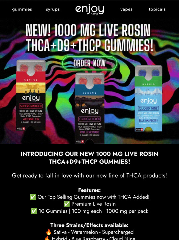 Enjoy Hemp: New! THCA+D9+THCP Gummies | Milled