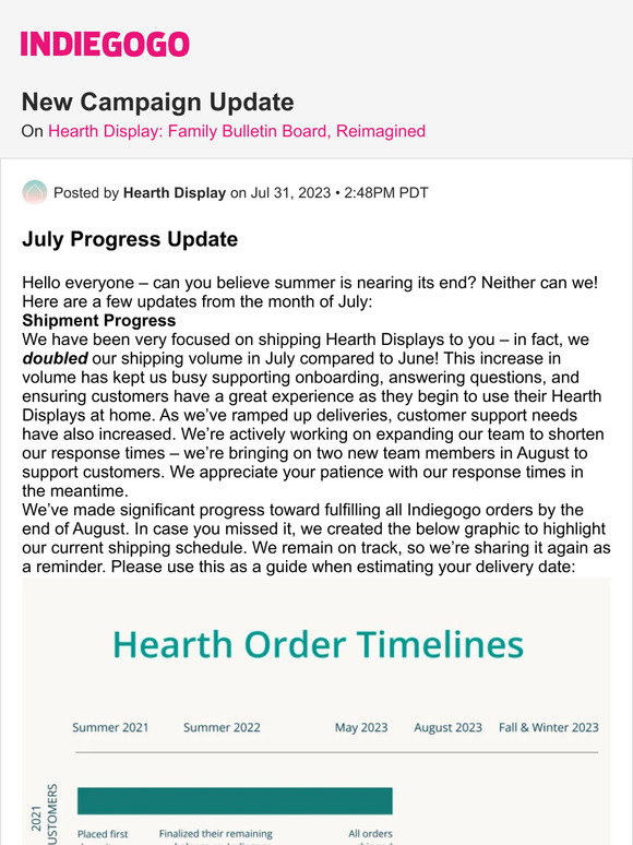 Indiegogo: 📢 Update #12 from Hearth Display: Family Bulletin Board ...
