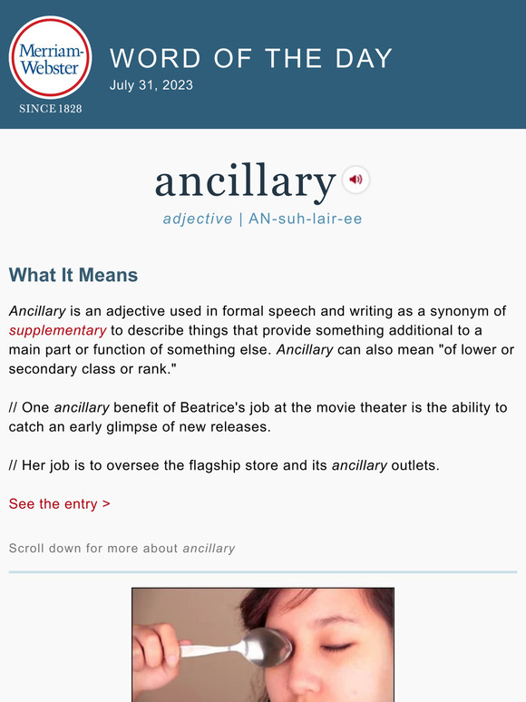 Merriam-Webster: Ancillary - plus, What's that smell? Obscure Words for ...