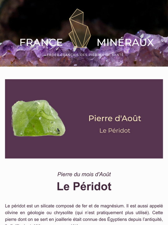 France Minéraux: 💚 Pierre d'Août : Le Péridot | Milled