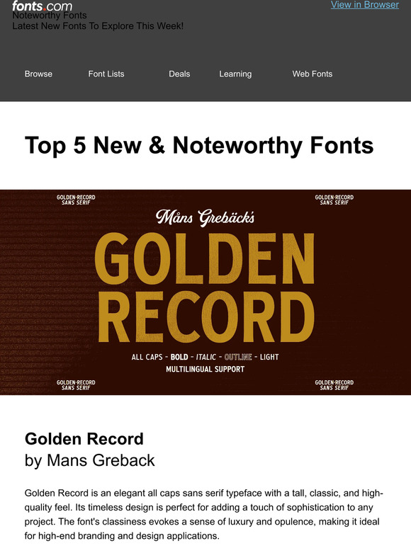 MyFonts: Top 5 New & Noteworthy Fonts | Milled