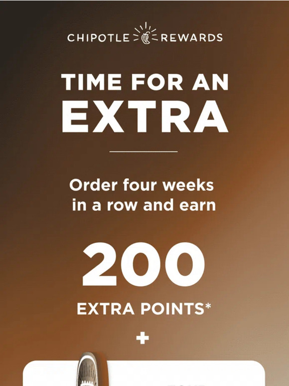 Chipotle: FOUR WEEK STREAK: Your new Extra is here 👇 | Milled