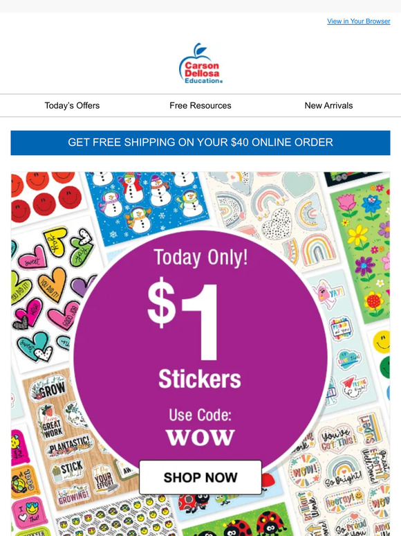 Carson-Dellosa Education: $1 Stickers Ends Midnight Tonight | Milled