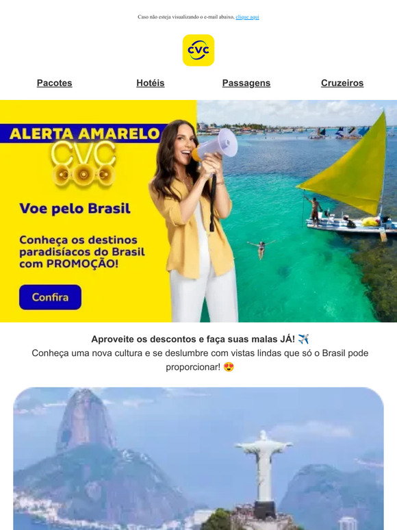 CVC: OFERTAS imperdíveis para os destinos do BRASIL! 😎 | Milled