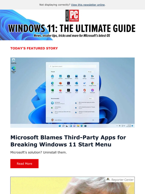 PCMag: How to Stop Windows 11's Start Menu Breaking | Microsoft Accused ...