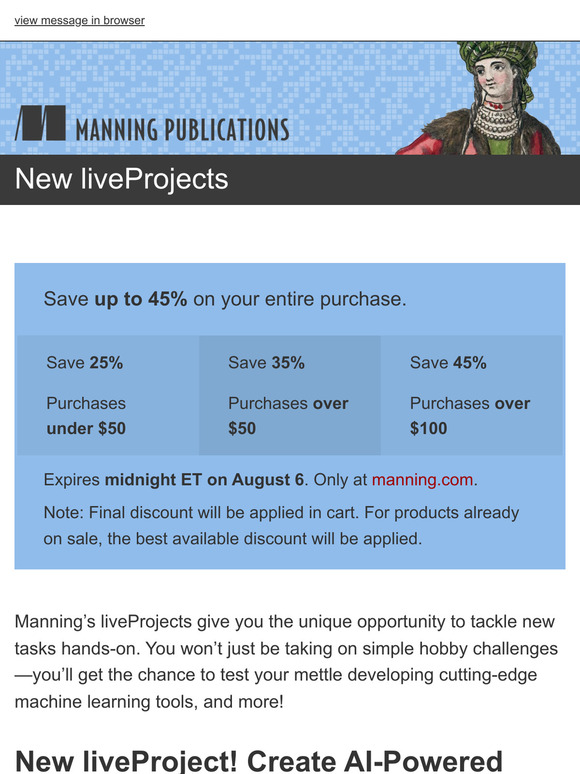 Manning Publications: New liveProjects! AI-powered workspaces and more | Milled