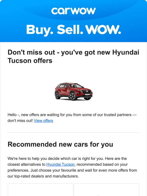 Carwow: You received new offers for Hyundai Tucson and more | Milled