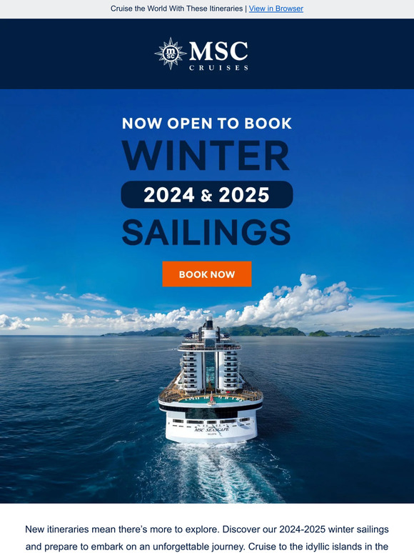 MSC Cruises: Now Open 📣 2024-2025 Winter Sailings | Milled
