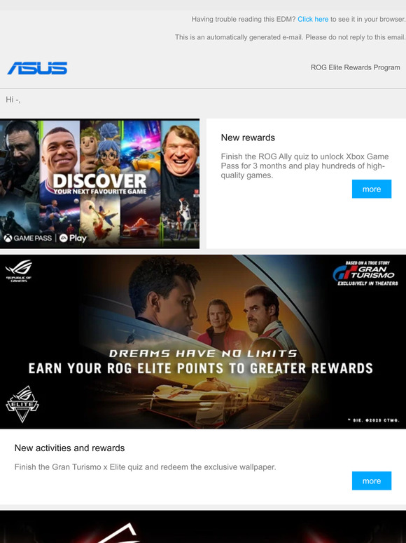 ASUS: [Elite] New rewards and activities - Xbox Game Pass and Gran ...