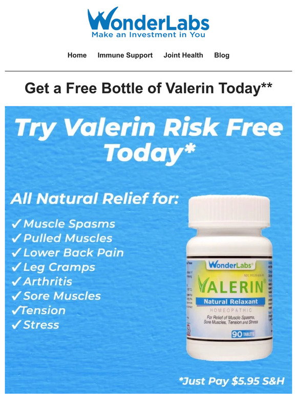 Wonder Laboratories: Get Your Hands On A Free Bottle Of Valerin Natural ...