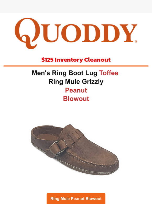 Quoddy: $125 Blowout. Men's Ring Boot Lug and Ring Mule. | Milled
