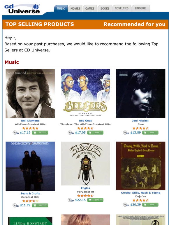 CD Universe: Music Top Sellers at CD Universe | Milled