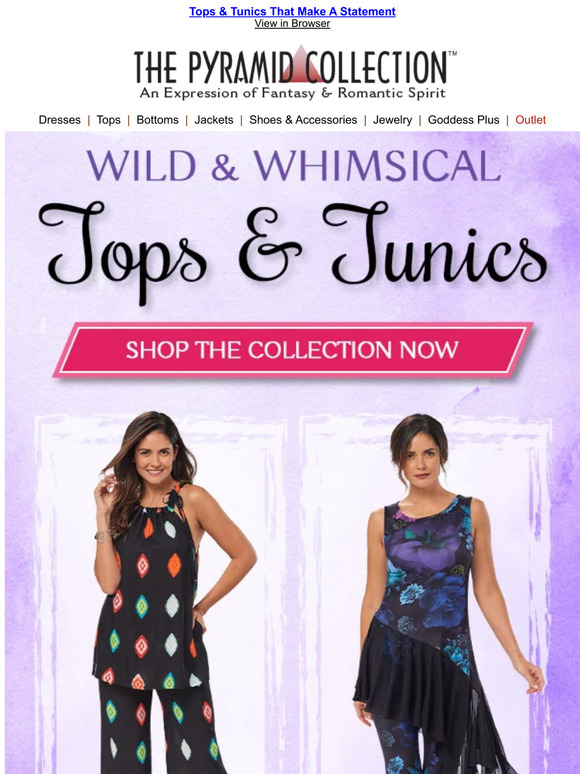 Pyramid Collection: Dazzling Tunics & Tops ~ Oh, the Flair ~ Shop Now ...