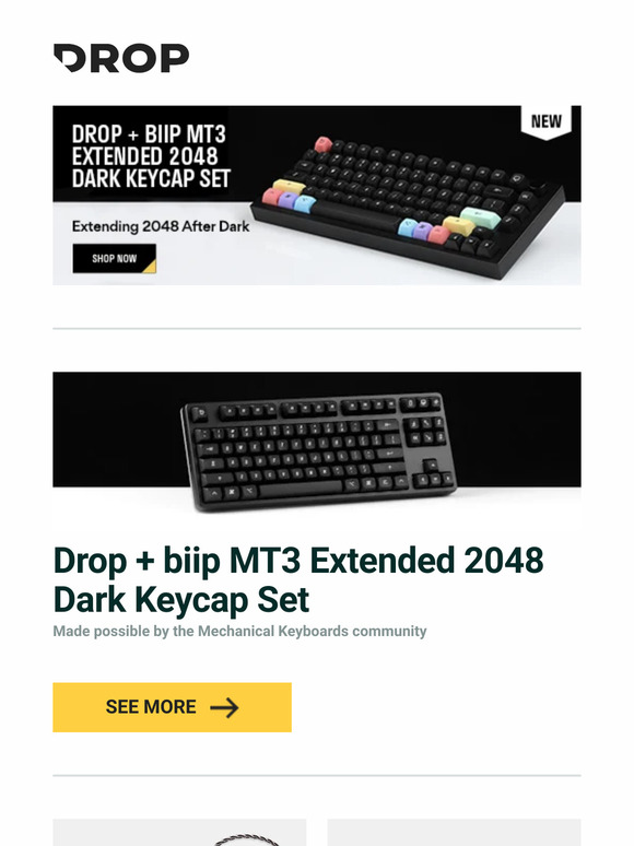Drop: Drop + biip MT3 Extended 2048 Dark Keycap Set, IKKO OH300 IEM ...