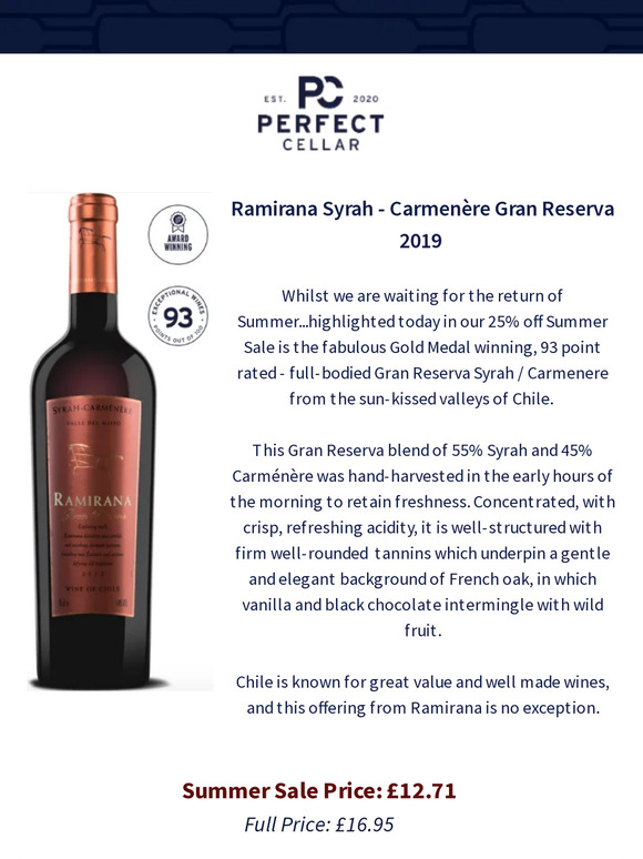 Perfect Cellar: A 93 Point - Gran Reserva Syrah Blend - perfect for an ...