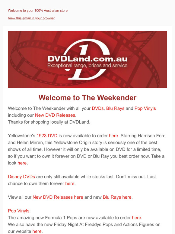 DVDLand: The Weekender starring Yellowstone's 1923 DVD and Disney DVDs🏰 ...