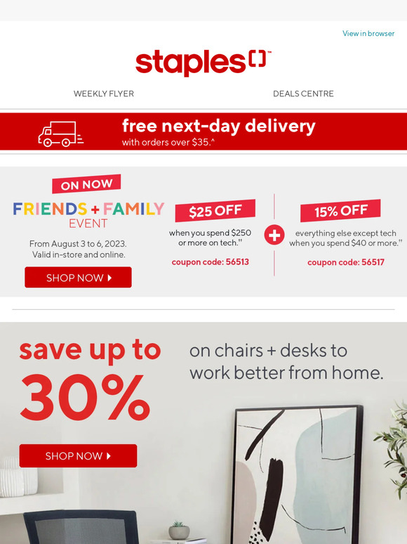 Staples: Save on all your work from home setup essentials! | Milled