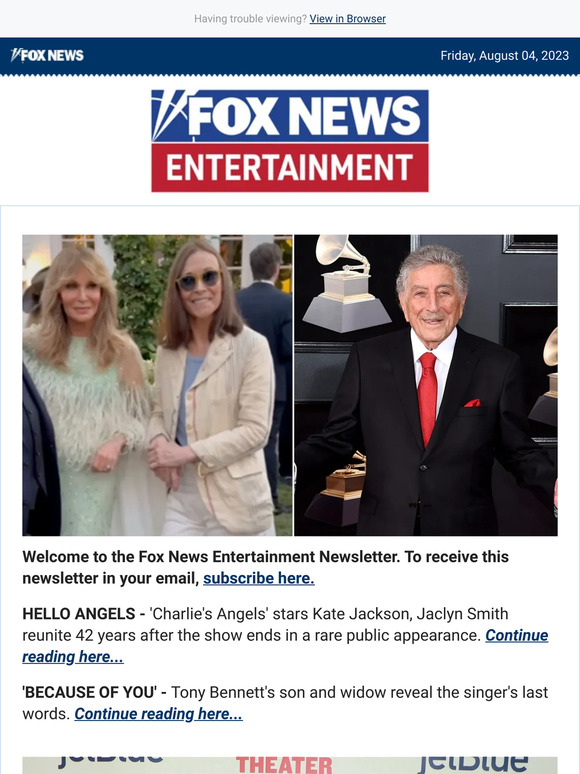 Fox News: 'Charlie's Angels' stars Kate Jackson, Jaclyn Smith reunite ...