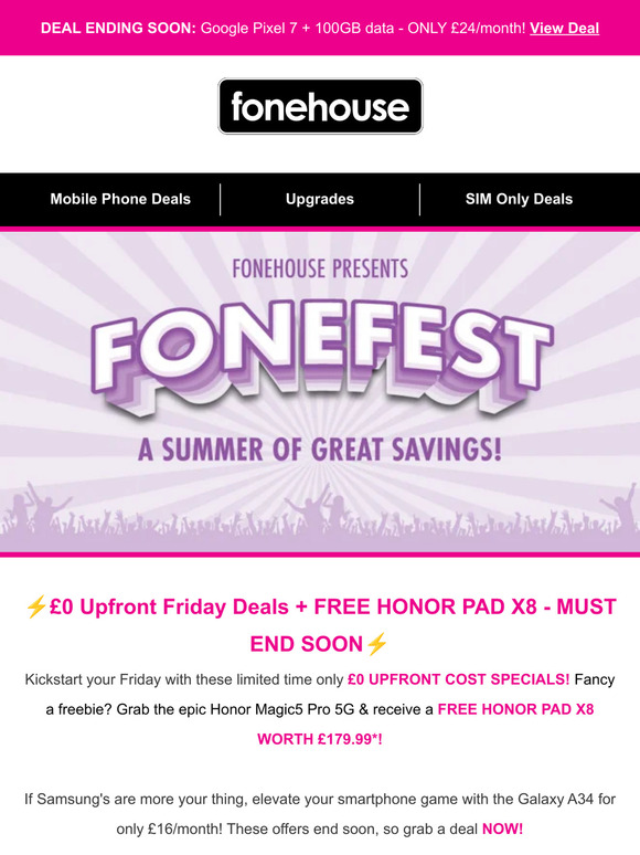 Fonehouse: ⚡£0 Upfront Cost Friday Offers + Free Tablet! | Milled