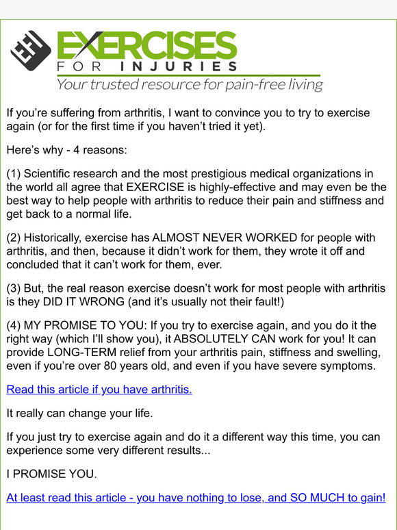 Exercises For Injuries: Why it’s so hard to heal arthritis (and how to ...