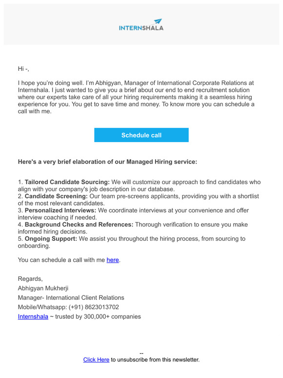 Internshala: Hiring made effortless through our end to end recruitment solution | Milled