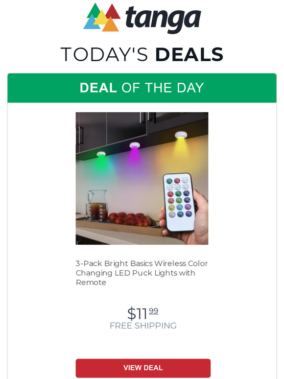 Tanga: 3-Pack Bright Basics Wireless Color Changing LED Puck Lights ...