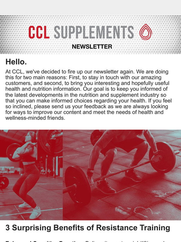 CCL Supplements: 3 Surprising Benefits of Resistance Training | Milled