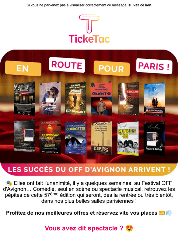 Ticketac: 🎭 Les grands succès du festival OFF d’Avignon à Paris ! | Milled