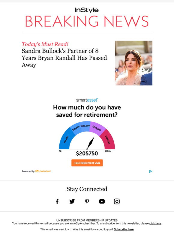 InStyle: Sandra Bullock's partner of 8 years, Bryan Randall, has passed ...
