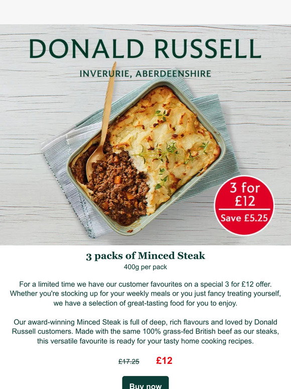 Donald Russell: 1.2kg of Minced Steak now £12 💥 | Milled