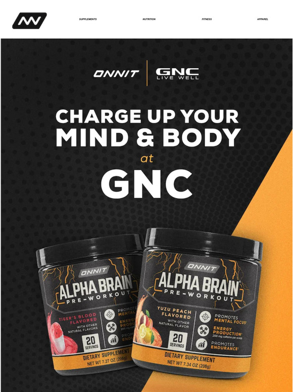 Onnit: Alpha BRAIN® Pre-Workout Now Available At GNC! | Milled