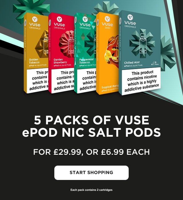 10 Motives: 5 Packs of Vuse ePod Nic Salt Pods for £29.99, or £6.99 ...