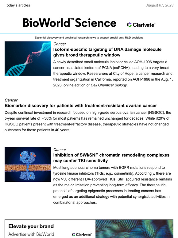 BioWorld: Isoform-specific targeting of DNA damage molecule gives broad ...