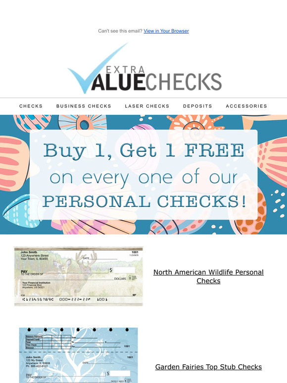 Extra Value Checks: Personal checks are BOGO free this week! | Milled
