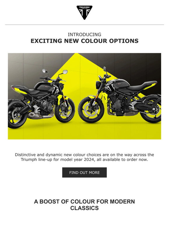 Triumph Motorcycles: EXCITING NEW COLOUR OPTIONS FOR TRIUMPH’S 2024 ...